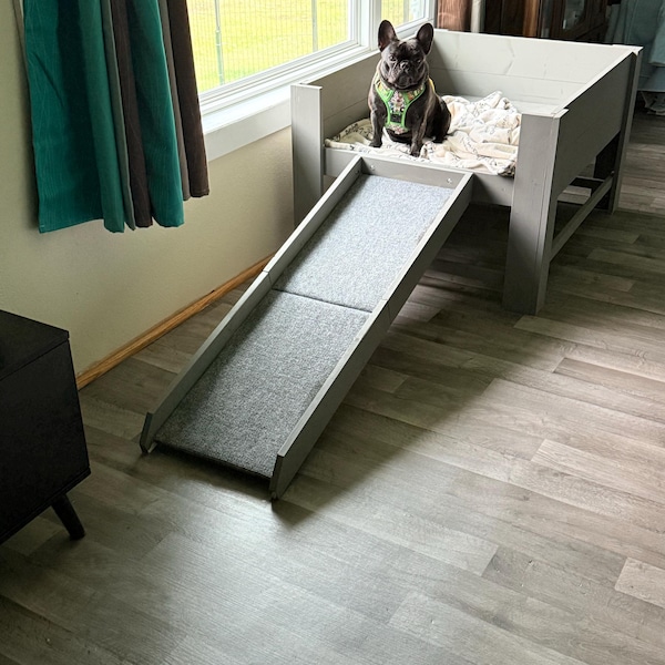 Unfinished Pet Ramp With Slats for Traction Wood Dog Ramp Pet Furniture ...