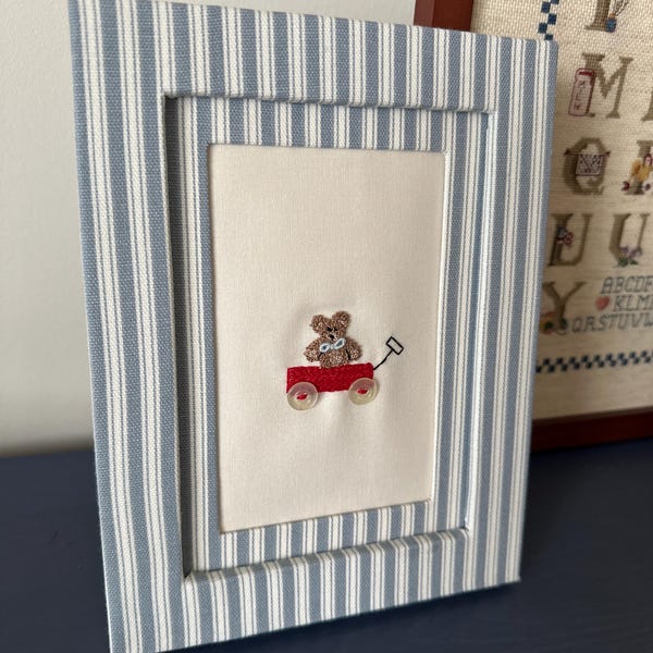 Slate Blue Stripe Fabric Wrapped Picture Frame and Mat - 4x6 Photo - Etsy