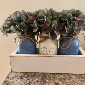 Farmhouse Decor Centerpiece Floral Rustic Mason Jar Centerpieces Wood ...