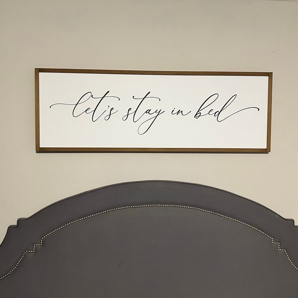 Bedroom Wall Decor Let's Stay in Bed Sign Wood Sign for Bedroom Master ...