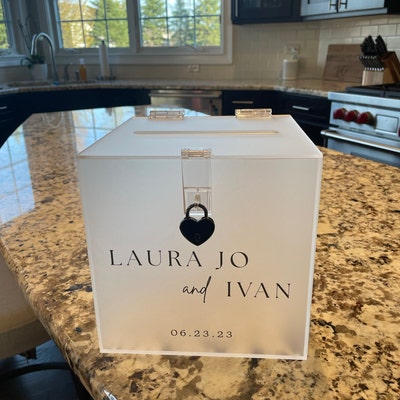 Personalized Name Card Box Wedding Acrylic Card Box With Lock and Key ...