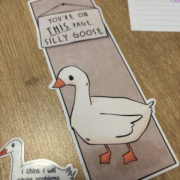 Silly Goose Illustrated Bookmark Set - Etsy