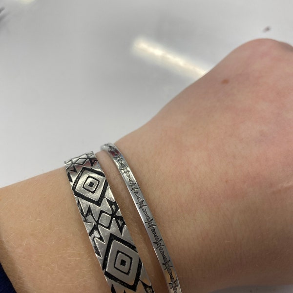 Barbed Wire Silver Bangle Bracelet - Country & Western Style - Etsy