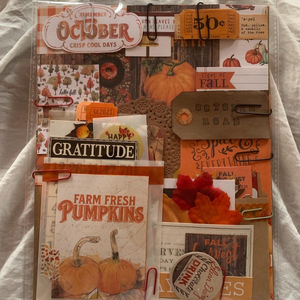 Autumn Junk Journal Kit, October Journal, October Road, Fall Paper Pack ...