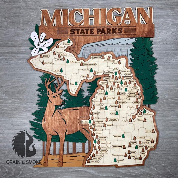 The Michigan State Park Map - Custom and Non Customizable Options - SVG ...