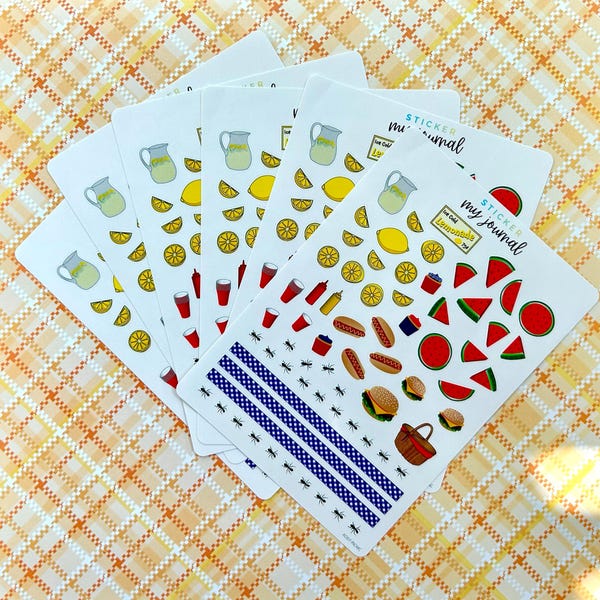 June Monthly Bullet Journal Sticker Kit Strawberry Themed Sticker ...
