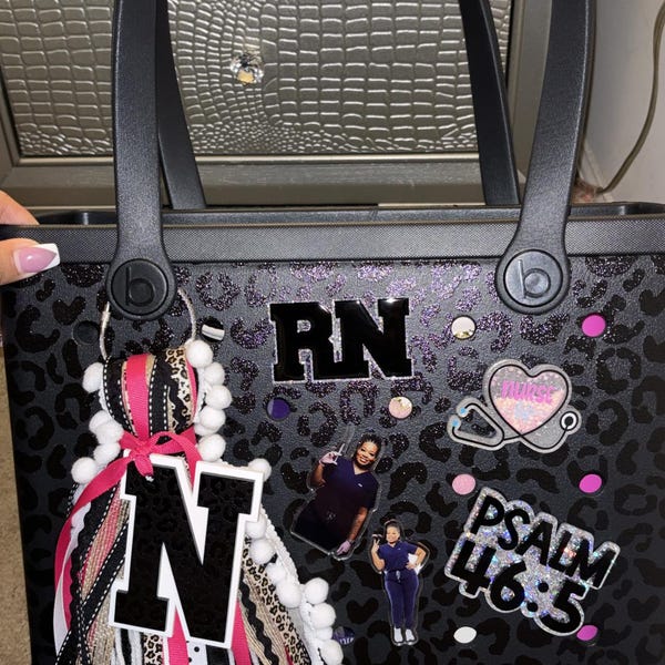 Leopard Acrylic Initial Bag Tag: Custom Bogg Bag Charm - Etsy