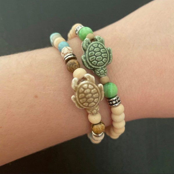 Woman's SEA TURTLE Bead BRACELET Beachy Ocean Turtle Bracelet Save ...