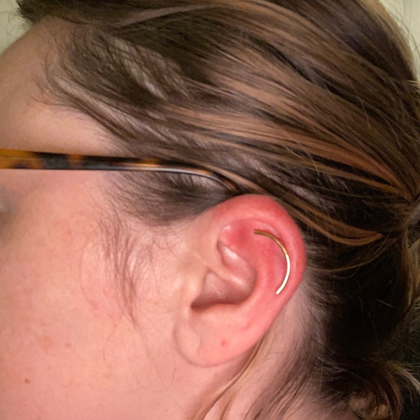 Handmade to Order Solid Silver Curved Bar Helix Earring, Cartilage ...