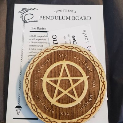 Wood Pendulum Board Pentacle Pagan Dowsing & Scrying Board Witchy ...