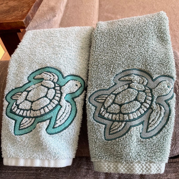 Sea Turtles Embroidered on Bath Towels, Hand Towels And/or Wash Cloths ...