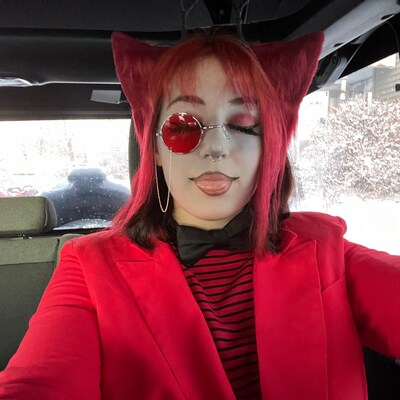 Red Lens Glasses for Women, Vampire Aesthetic Monocle for Men, Gothic ...