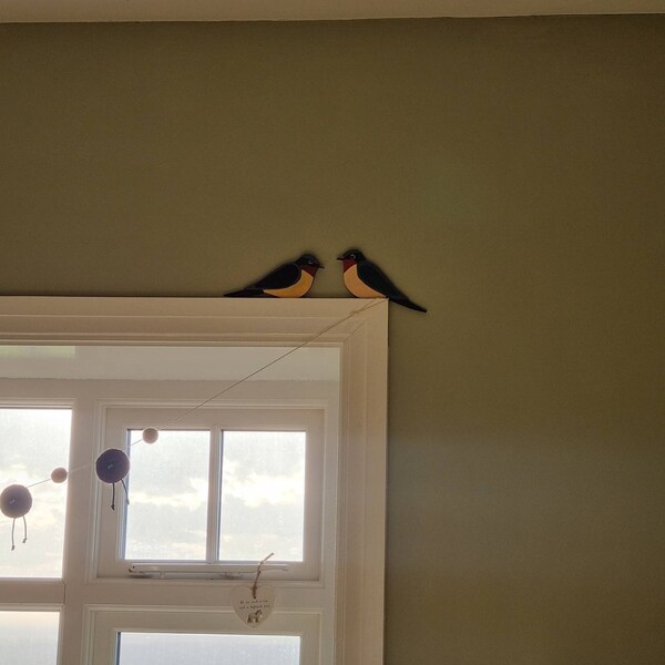 A Pair of Handmade Wooden Black-capped Chickadee Bird Door Toppers - Etsy