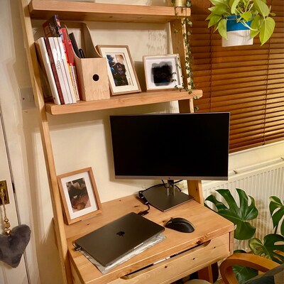 Lean to Desk Handmade Wooden Ladder Desk With Drawer - Etsy UK