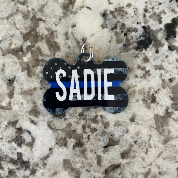 2 Sided TBL - Thin Blue Line Police Dog Tag - Back the Blue - Custom ...