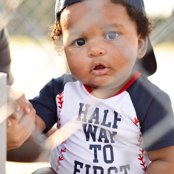 Halfway to First 6 Months Half Halfway Birthday Personalized Baseball ...