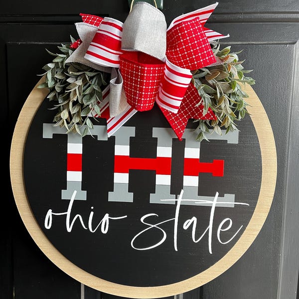 Ohio State Door Hanger | Ohio State Buckeyes | Ohio State Wreath ...