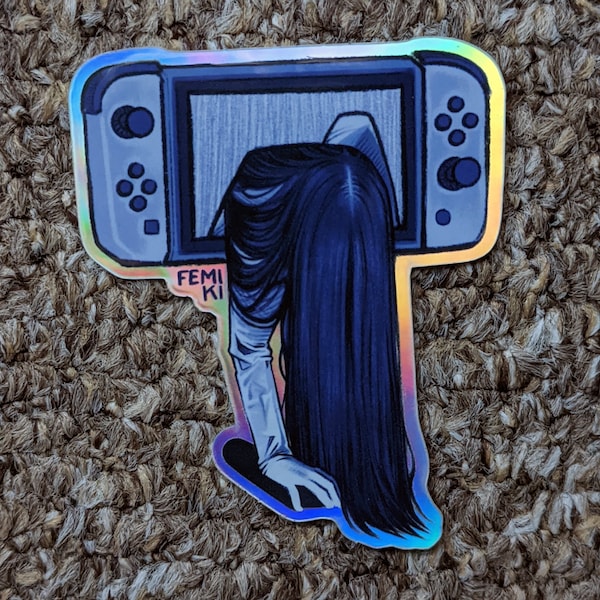 HOLO Switch Sadako Sticker | Holographic Gamer Sticker Samara Sadako ...