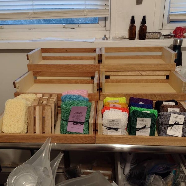 3 Wood Crates + 3 Storage Totes Soap Display Stand for Farmers Market ...