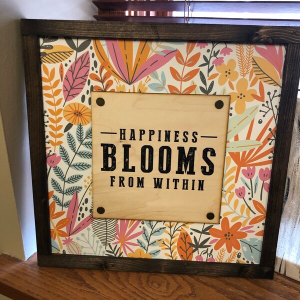 Spring Wood Sign, Farmhouse Spring Sign, Happiness Blooms Within ...