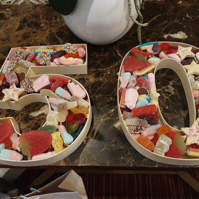 2 X SWEET FILLED NUMBERS 50th, 40th, 18th, 21st, Wedding Anniversary ...