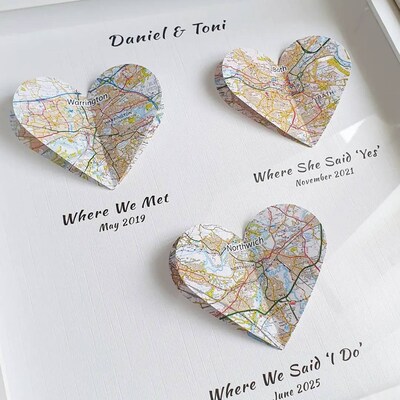 Personalised Map Gift Frame. by A GIFT OF HAPPINESS. Anniversary Gift ...