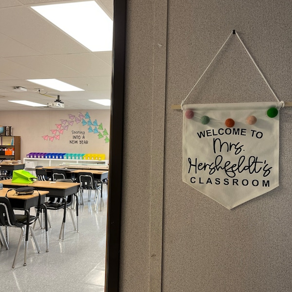 Personalized Teacher Door Hanger | Boho Teacher | Classroom Banner ...