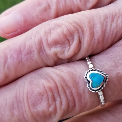 Rectangular Shape Turquoise Ring // 925 Sterling Silver With Genuine ...