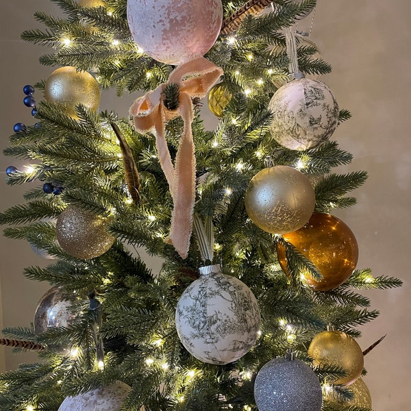 Black and Cream Toile Christmas Tree Ornaments - Etsy