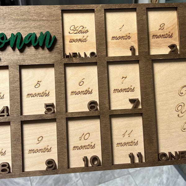 Personalized Baby's Monthly Picture Frame - Newborn to One Year Old - Etsy