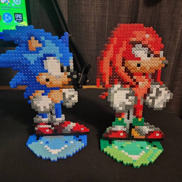 Hama Bead Pixel Art Sonic the Hedgehog, Tails the Fox, Knuckles the ...