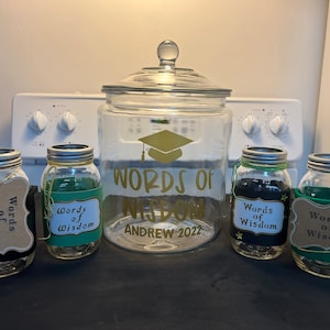 Graduation Wishes, Words of Wisdom, Personalized Jar Decal, Gifts for ...