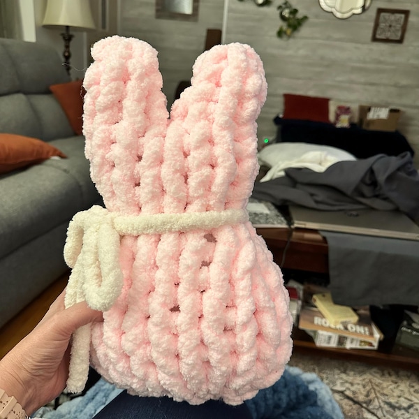 Fingerknit Easter Chunky Bunny Peeps Pattern With Video Tutorial - Etsy