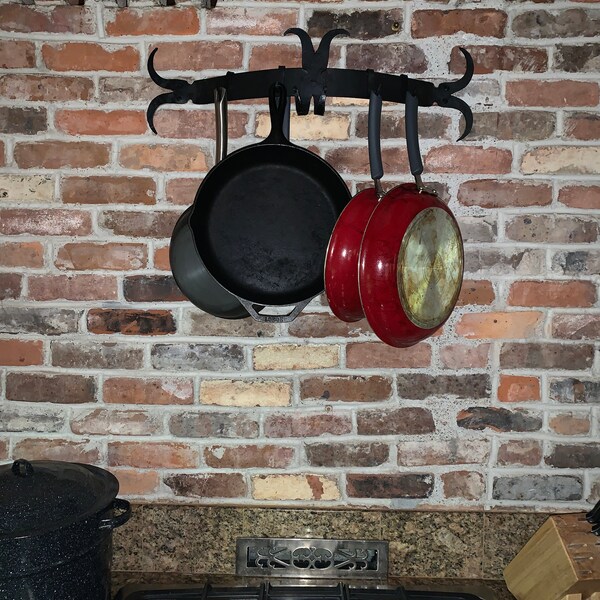 Hand Forged Metal Wall Mounted Pot Rack Antique/vintage Look, Made by a ...