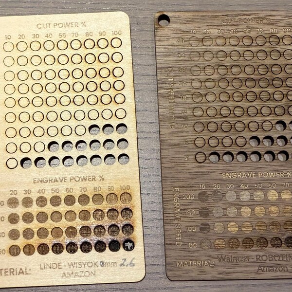Laser Test Files | Material Test Card Lightburn | Cut & Engrave Test ...