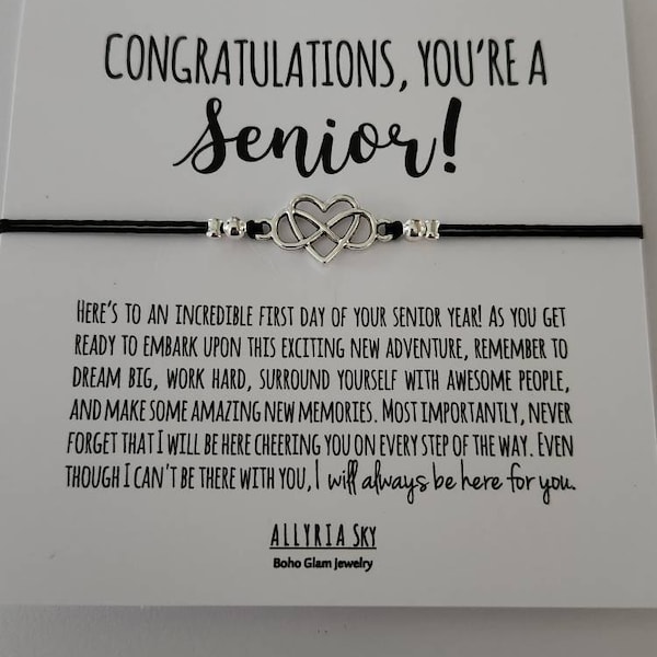 Senior Year Gift, Senior Year Gift Bracelet, Senior Year Card, Back to ...