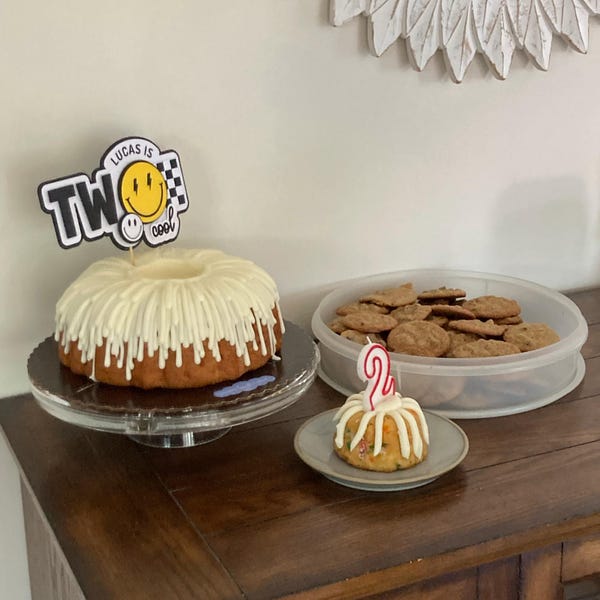 Two Cool Cake Topper Custom 2nd Birthday Cake Topper Smiley Face Cake ...