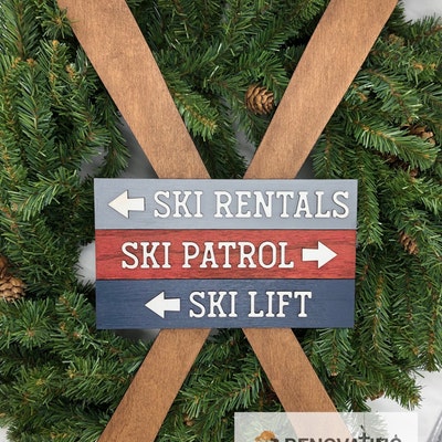 Ski Sign Door Hangers Instant Download With Bonus Skis Ornament, DIY ...