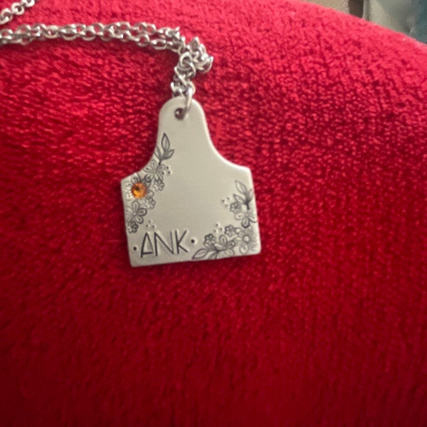 Monogram Cattle Tag Pendant Necklace Cow Ear Tag Rancher Farm Country ...