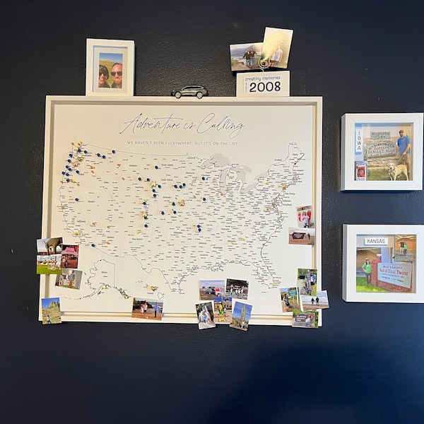 Push Pin Mini USA Travel Map - Cities & States Labeled - Personalizable ...