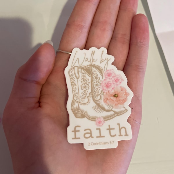 Walk in Faith Sticker - Boho Cowboy Boots Faith Sticker for Water ...