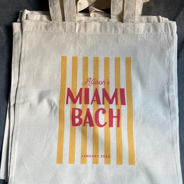 Custom Coastal Striped Tote Bag: Miami Beach Wedding Favor - Etsy