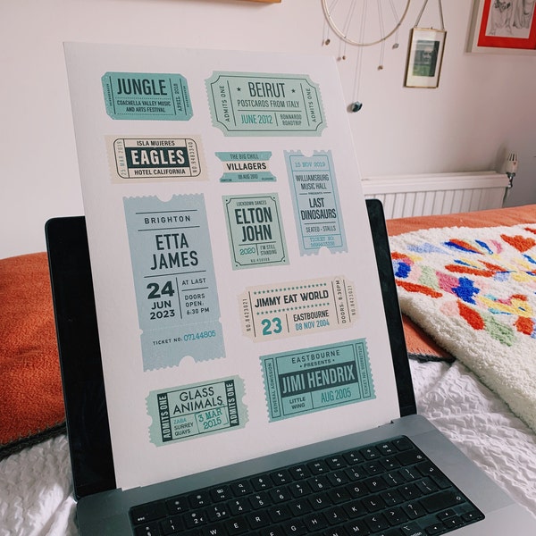 Digital Download Personalised 5 Retro Gig Ticket Print Bespoke Theatre ...