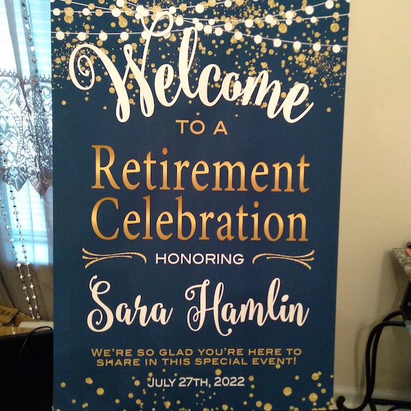 Retirement Celebration Party Welcome Sign Printable | Garland Lights ...