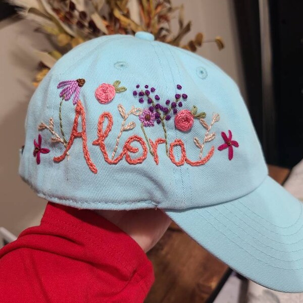 Hand Embroidered Floral Custom Hat - Kids & Toddlers - Etsy