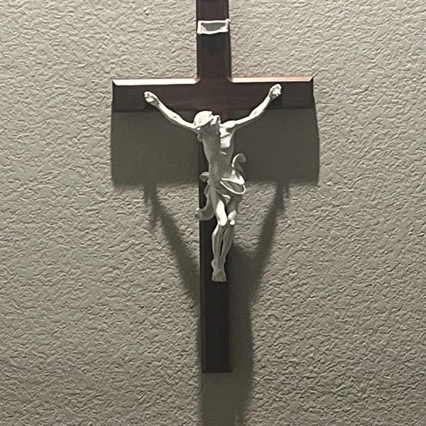 16" Large Wall Crucifix With Stainless Steel Corpus - Wood Crucifix ...