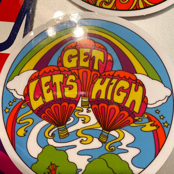 Let's Get High Sticker... Hot Air Balloons...sticker... Vinyl... Laptop ...