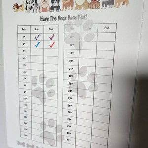 Printable Dog Feeding Chart. Dog Food Schedule. Pet Food Schedule. Dog ...