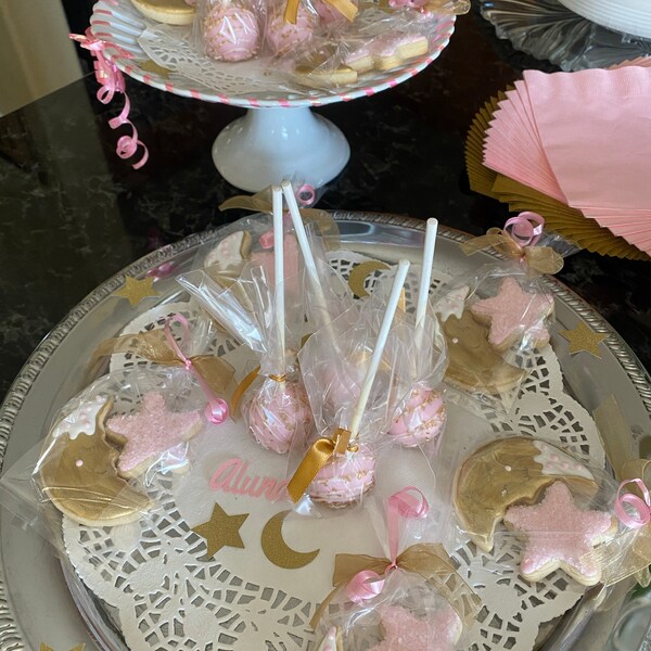 Pink and Gold Cake Pops: Baby Shower Birthday Party Favors - Etsy