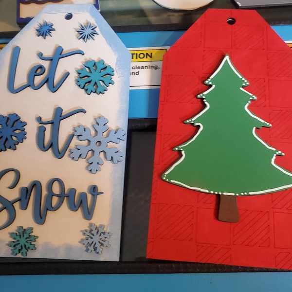 Christmas Winter Door Tag File SVG, Glowforge Holiday Wreath ...